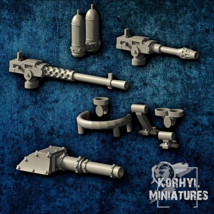 3D Printable Car Wars - Basic Weapons kit by Korhyl Miniatures