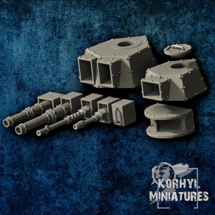 3D Printable Car Wars - Turret Weapons Kit by Korhyl Miniatures