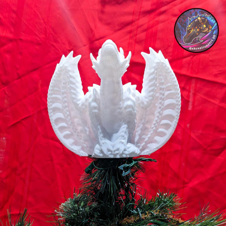 3D Printable Dragon Christmas Tree Topper by Kirsten M