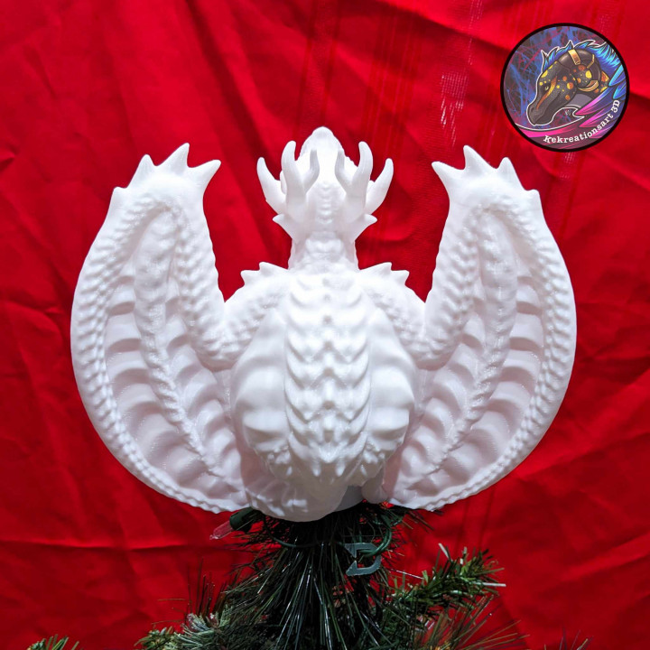 3D Printable Dragon Christmas Tree Topper by Kirsten M