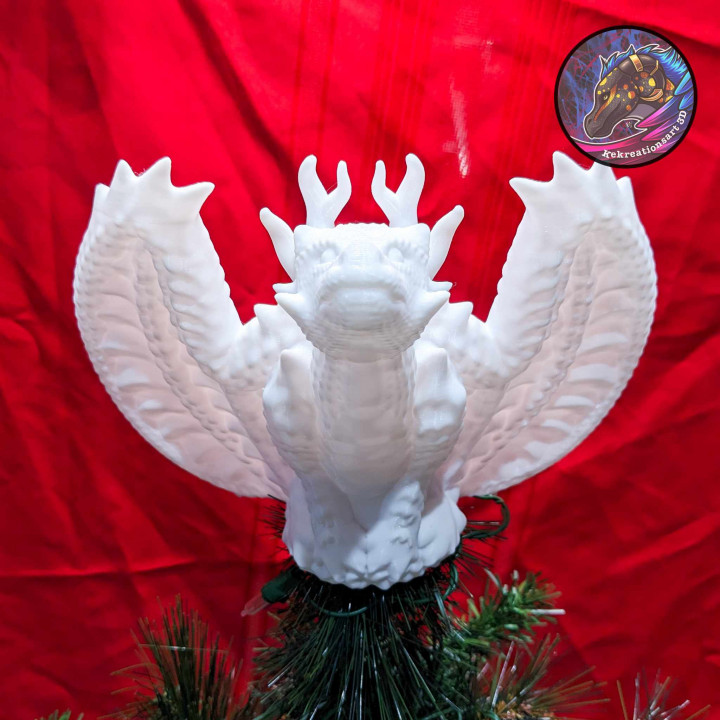 3D Printable Dragon Christmas Tree Topper by Kirsten M