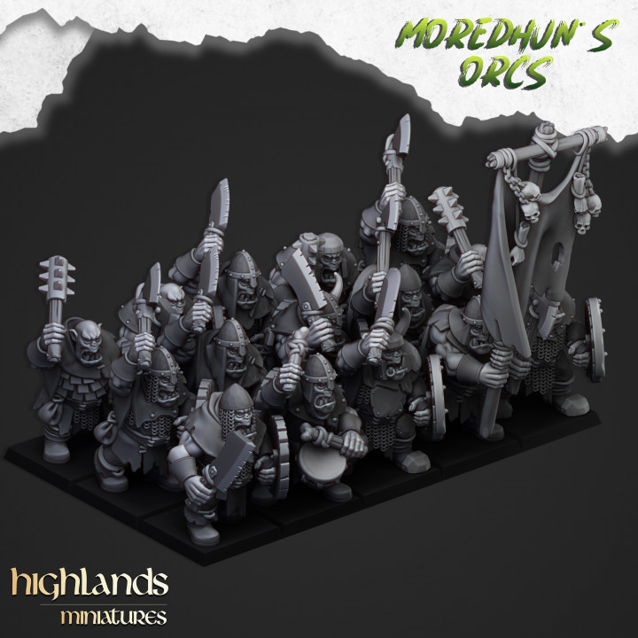 3D Printable Orc Warriors with Hand Weapons and Spears - Highlands ...