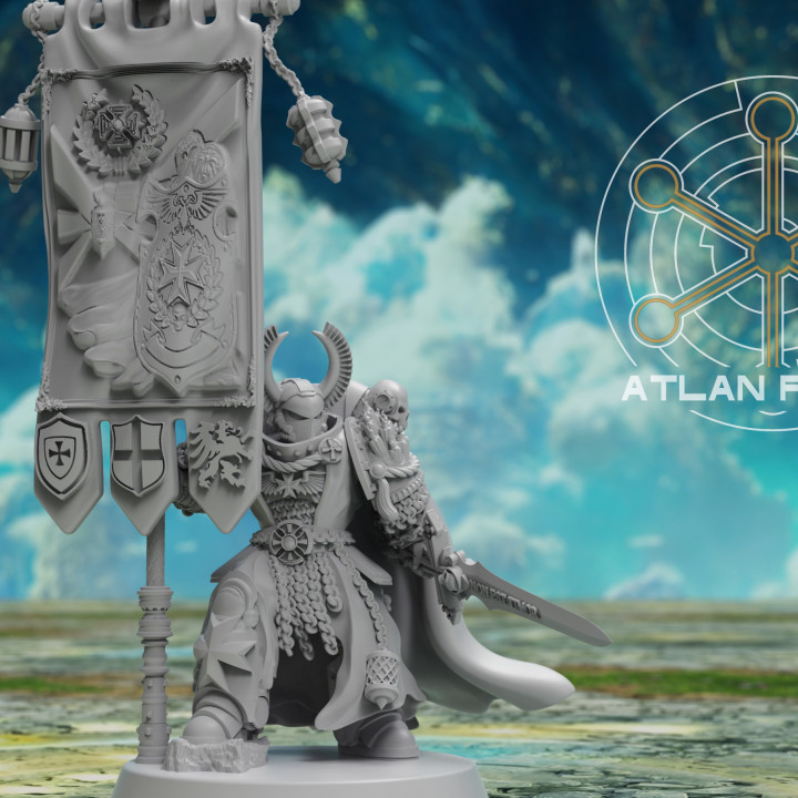 3D Printable Templar War Banners (20) + Standard Bearer by Atlan Forge