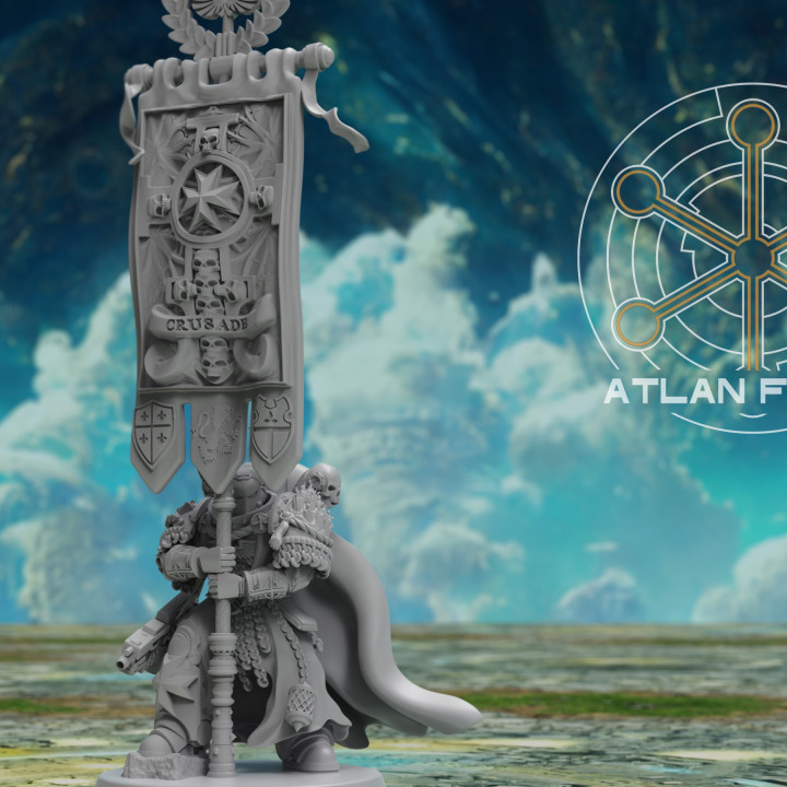 3D Printable Templar War Banners (20) + Standard Bearer by Atlan Forge