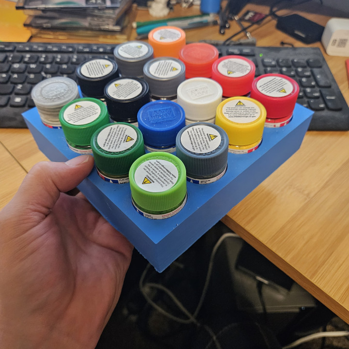 3D Printable tamyia stackable paint jar holder by ADAM SPARKS