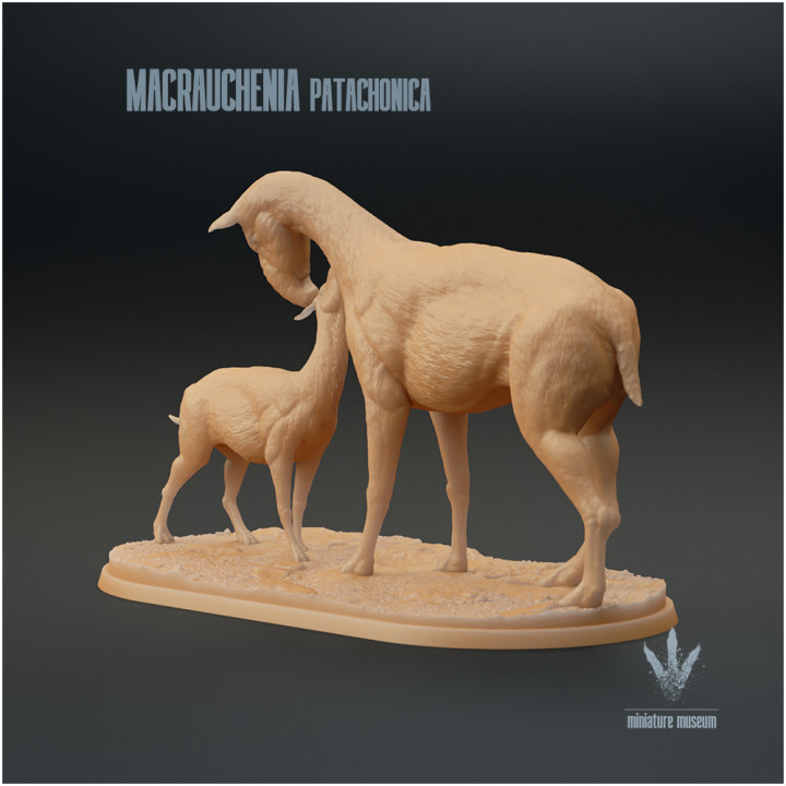 3D Printable Macrauchenia patachonica : Family by Miniature Museum
