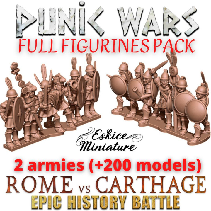 3D Printable Punic War, Rome VS Carthage - FULL FIGURINES PACK (+ 200 ...
