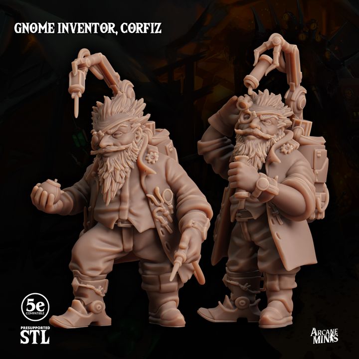 3D Printable Gnome Inventor, Corfiz by Sordane Publishing