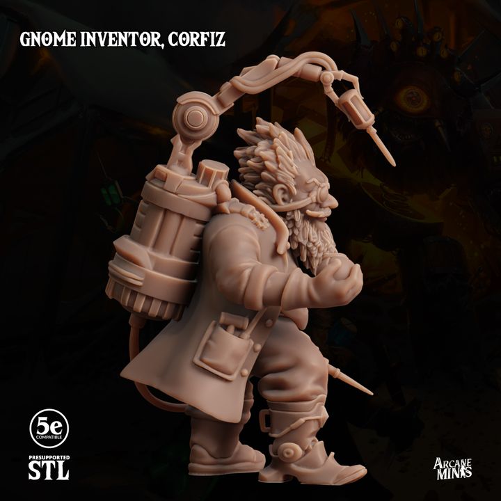 3D Printable Gnome Inventor, Corfiz by Sordane Publishing