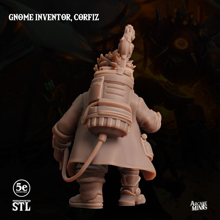 3D Printable Gnome Inventor, Corfiz by Sordane Publishing
