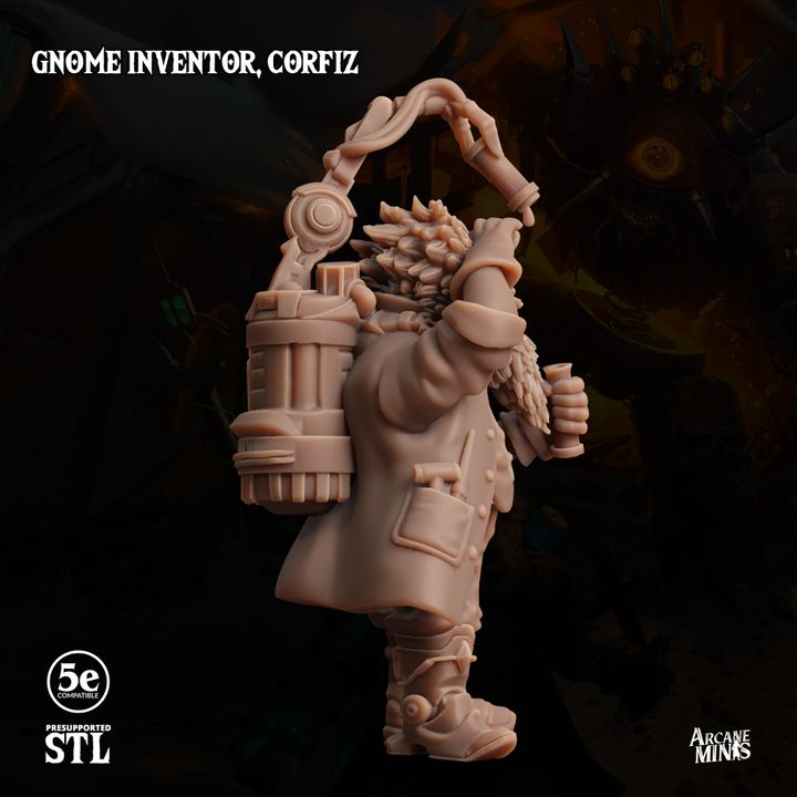 3D Printable Gnome Inventor, Corfiz by Sordane Publishing