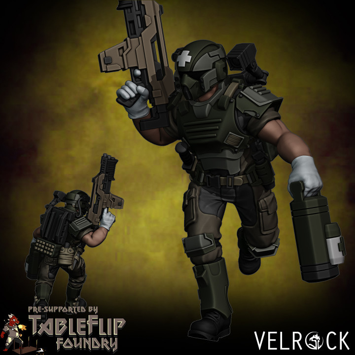 3D Printable Colonial Marine Doc (PRESUPPORTED) by Velrock Art Miniatures