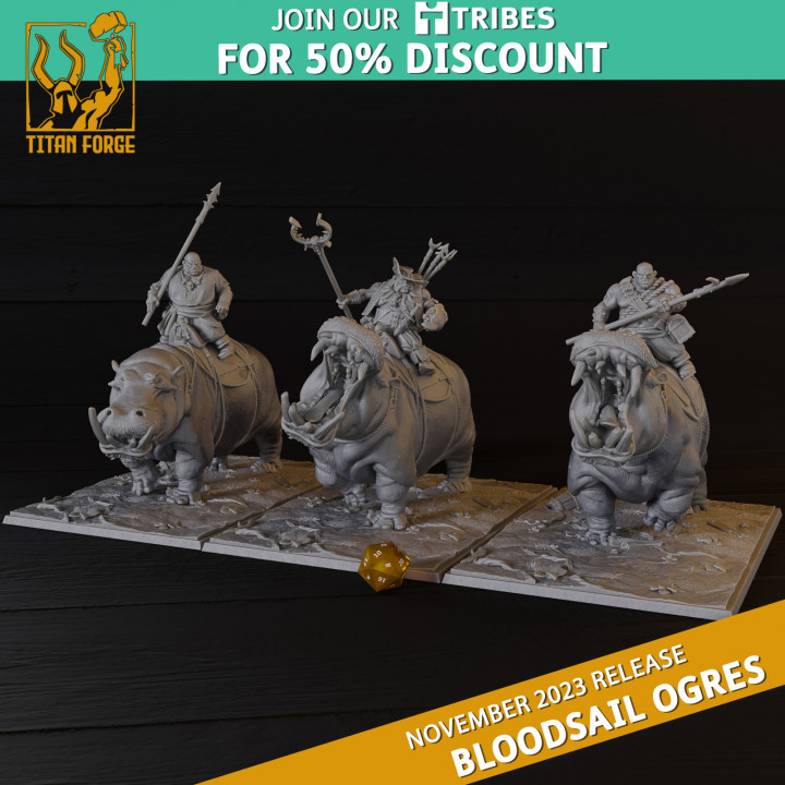 3D Printable Ogre Pirates Hippopotamus Cavalry Unit by Titan Forge ...