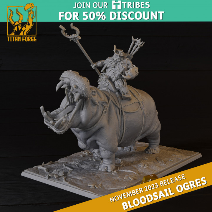 3D Printable Ogre Pirates Hippopotamus Cavalry Hero by Titan Forge ...