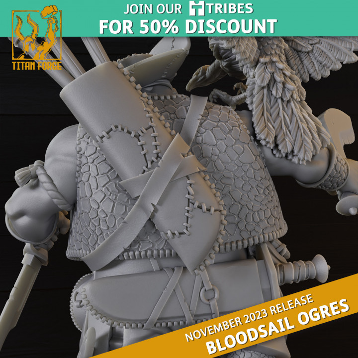 3D Printable Ogre Pirates Ogre Hunter by Titan Forge Miniatures