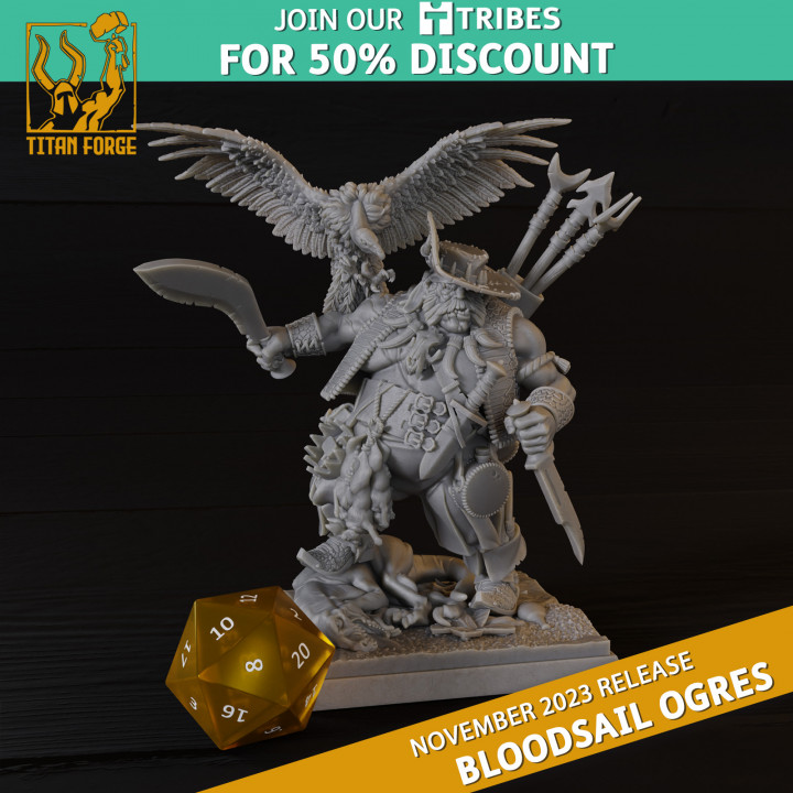 3D Printable Ogre Pirates Ogre Hunter by Titan Forge Miniatures