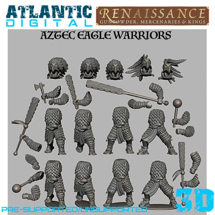 3D Printable Aztec Eagle Warriors by Wargames Atlantic