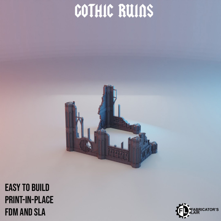 3D Printable Gothic Ruins Set #1 - Print-in-place by Fabricator's Lair