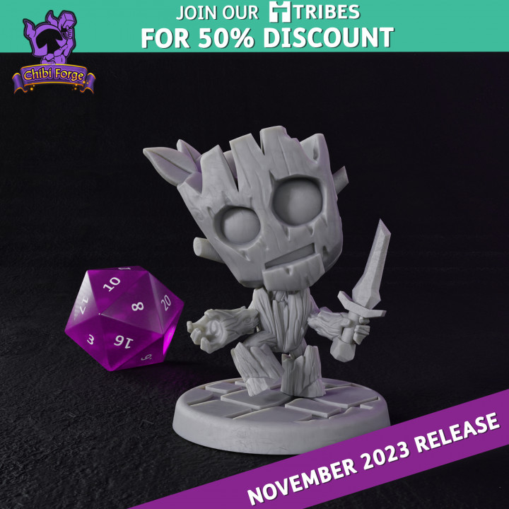 3D Printable Treeman with Dagger - Chibi Forge by Titan Forge Miniatures