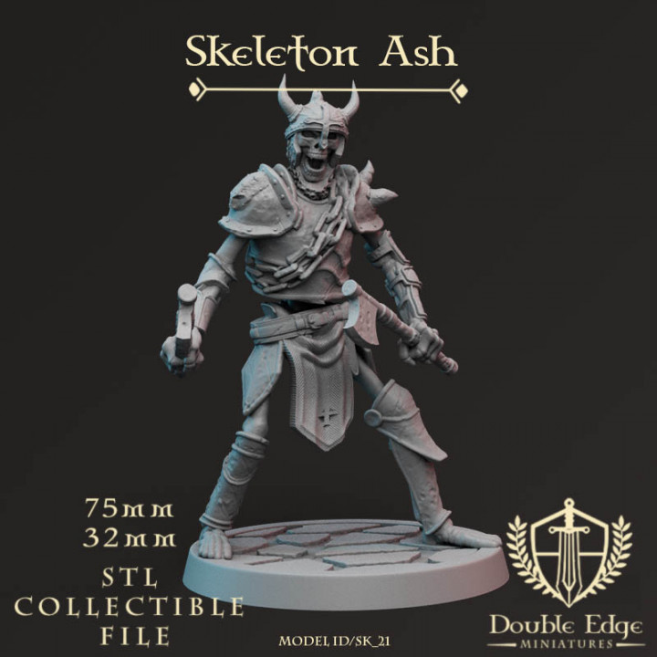 3D Printable Skeleton Ash by Double Edge Miniatures
