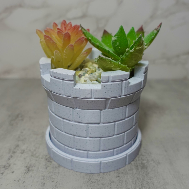 3D Printable Castle Planter Pot by MysticMesh3D