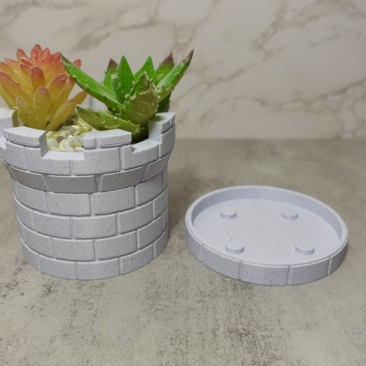 3D Printable Castle Planter Pot by MysticMesh3D