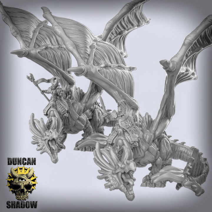 3D Printable High Elf Dragon Riders (pre supported) by Duncan Shadow