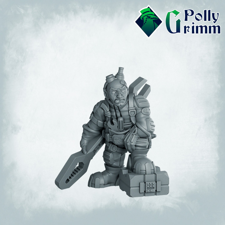 3D Printable Sci-fi tabletop miniature. Galaxy Dwarves set. Chief ...