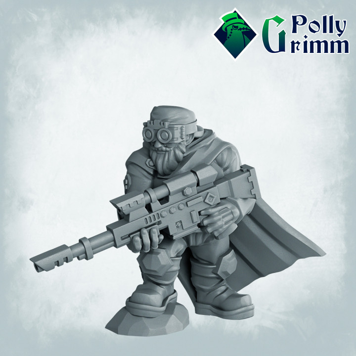 3D Printable Sci-fi tabletop miniature. Galaxy Dwarves set. Sniper ...