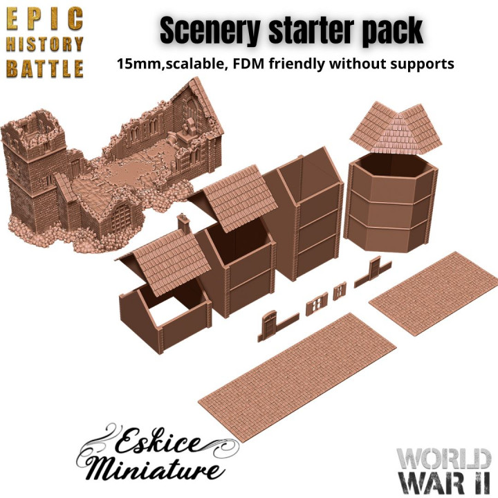 3D Printable WW2 Scenery pack 15mm for Epic History Battle by Eskice ...