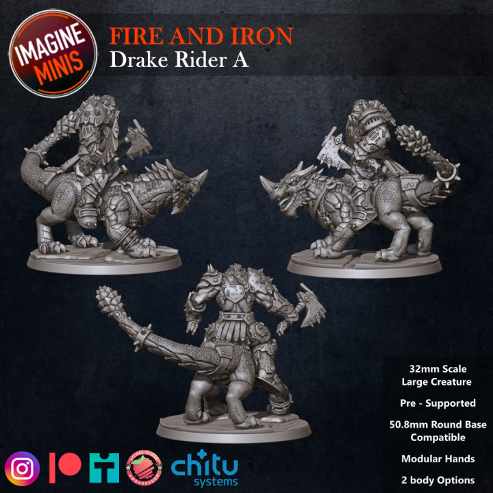 3D Printable Fire and Iron - Drake Rider A by Imagine Minis