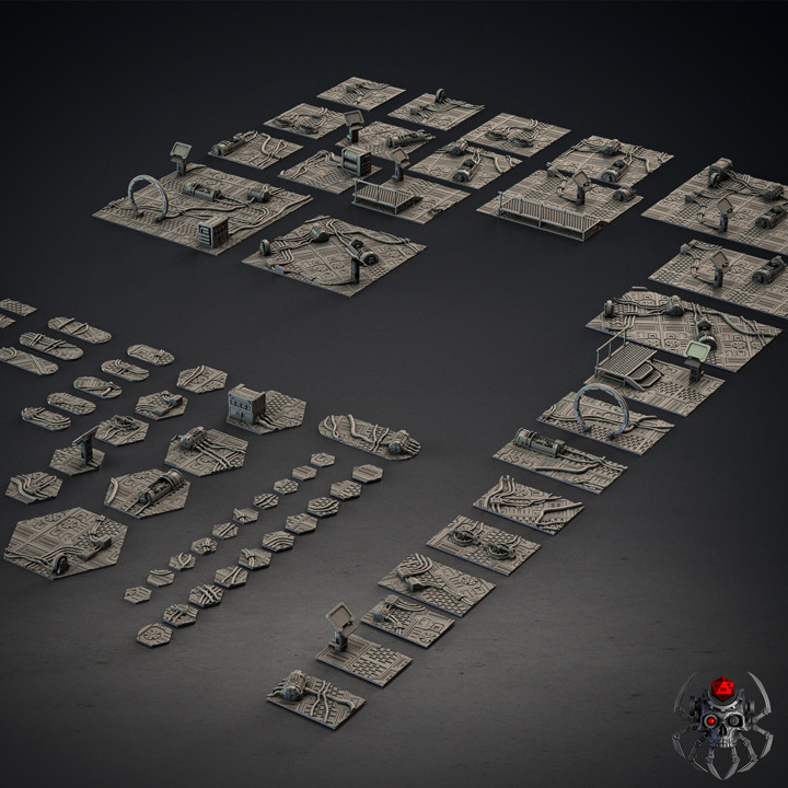 3D Printable Sci-fi Base Set by EightLegsMiniatures