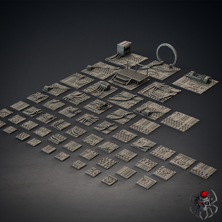 3D Printable Sci-fi Base Set by EightLegsMiniatures