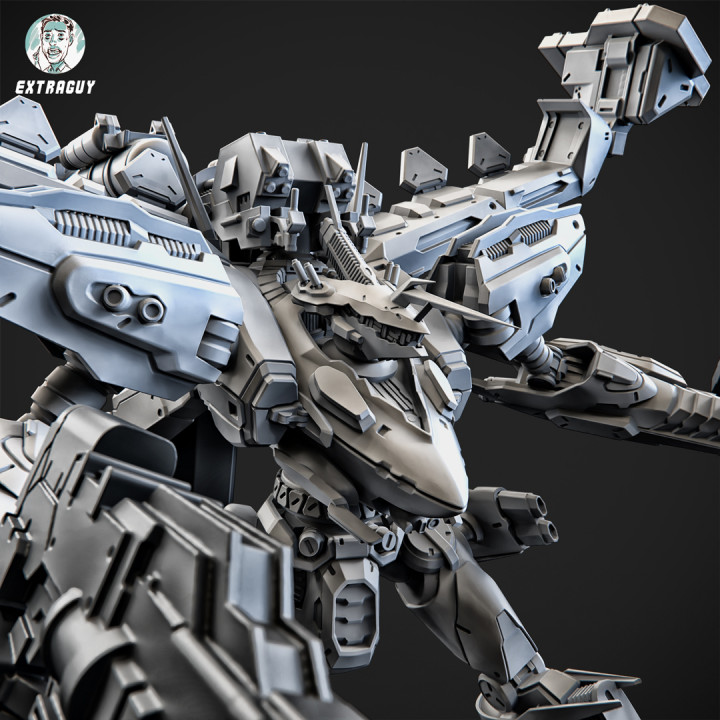 3D Printable White Sparkle Mech 75mm by Extra Guy