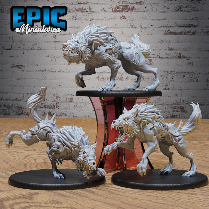 3D Printable Undead Dire Wolf Set / Zombie Hound Beast / Werewolf ...