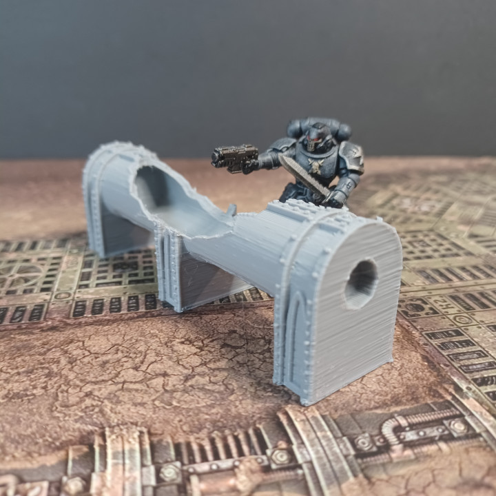 3D Printable Ruined & Destroyed Tech Cult Pipeline Set by Wargame Forge