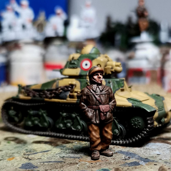 3D Printable WW2 28mm 1940 French tank crew 1 by Colonel Muller