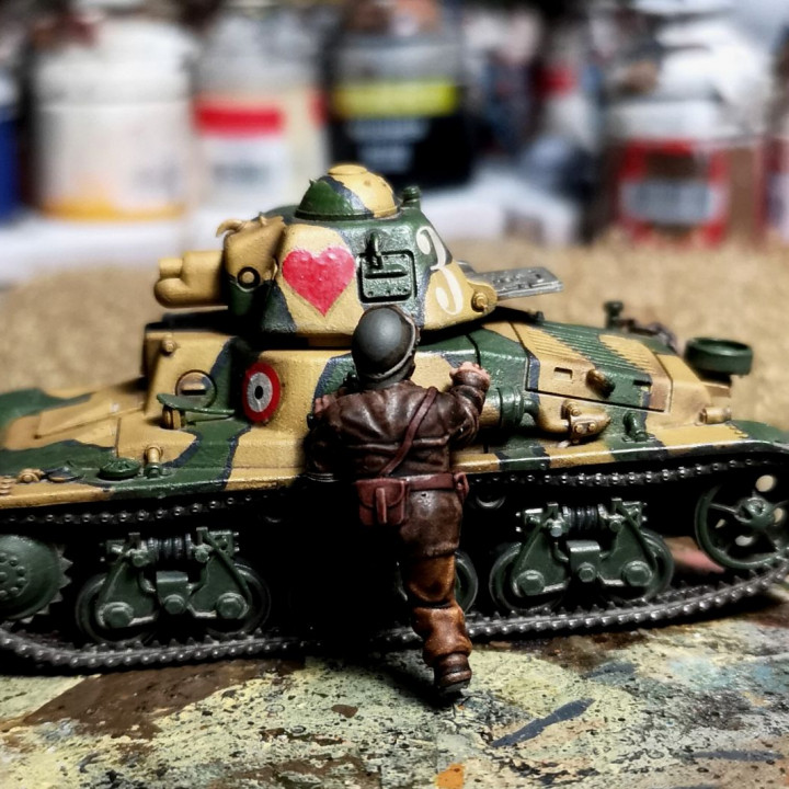 3D Printable WW2 28mm 1940 French tank crew 3 by Colonel Muller