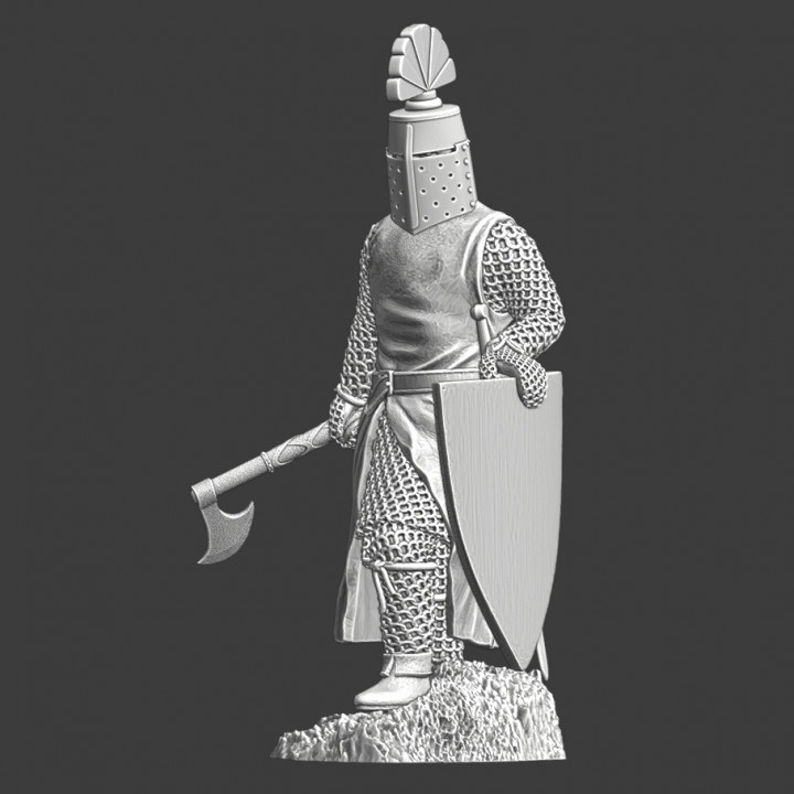 3D Printable Medieval crusader knight - axe and shield by Northern ...