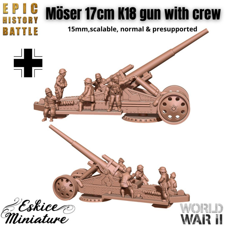 3D Printable German Möser 17cm K18 gun with crew - 15mm for EHB by ...