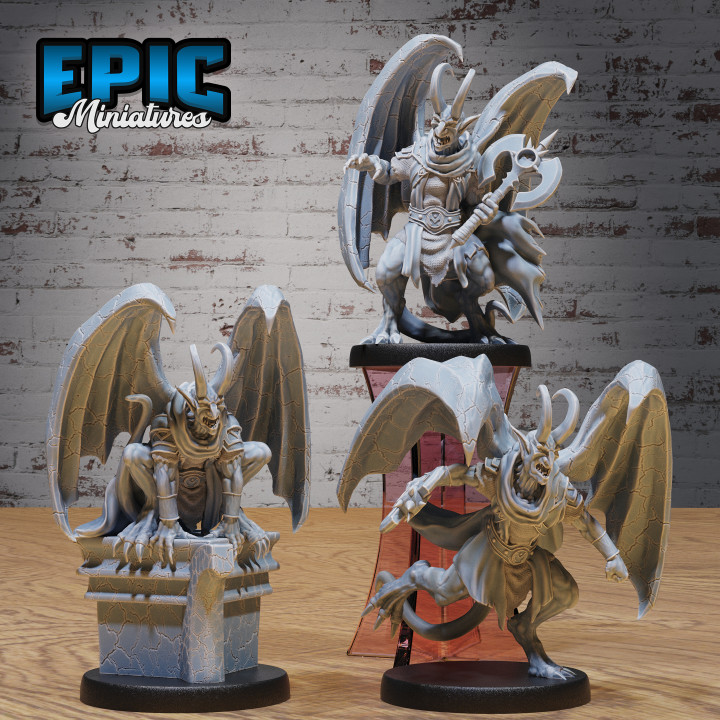 3D Printable Graveyard Gargoyle Set / Onyx Statue Demon / Evil Lord ...