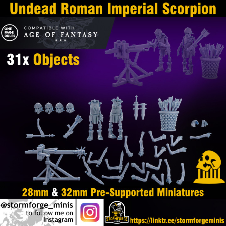 3D Printable Undead Roman Imperial Scorpion Set 28mm&32mm Supported by ...