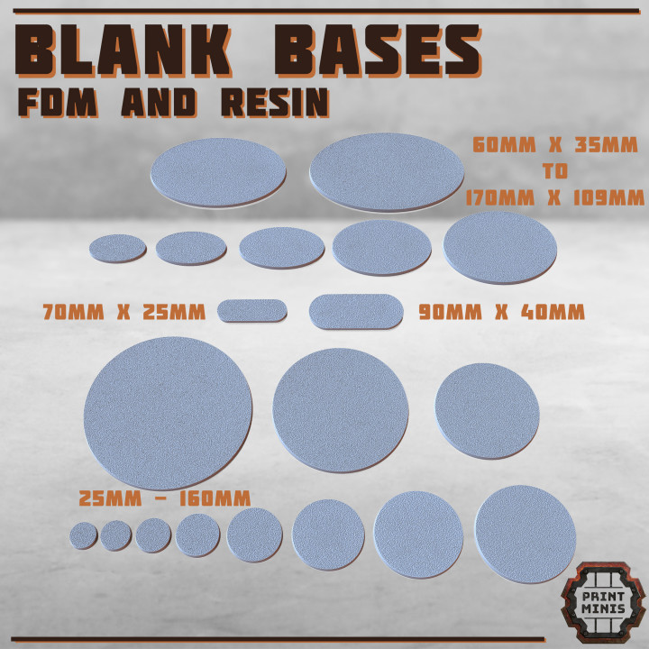3D Printable Blank Bases Collection by Print Minis
