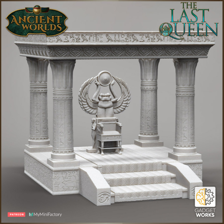 3D Printable Egyptian Throne and Dais - The Last Queen by Gadgetworks