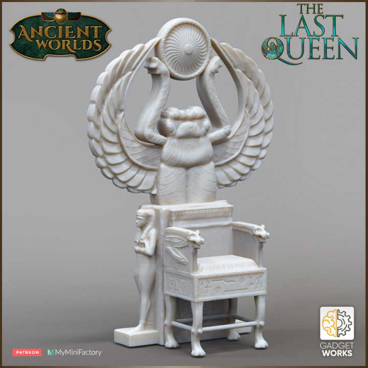 3D Printable Egyptian Throne and Dais - The Last Queen by Gadgetworks