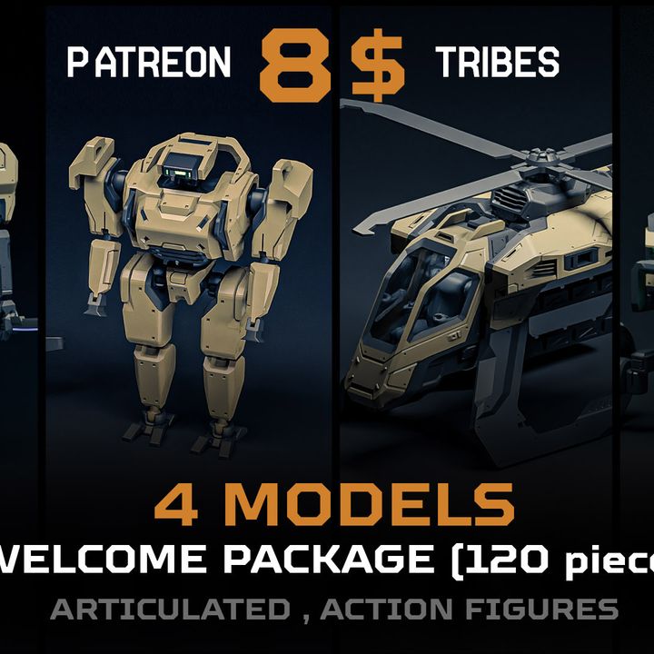 3D Printable Mech Action Figure Modular by Kmech