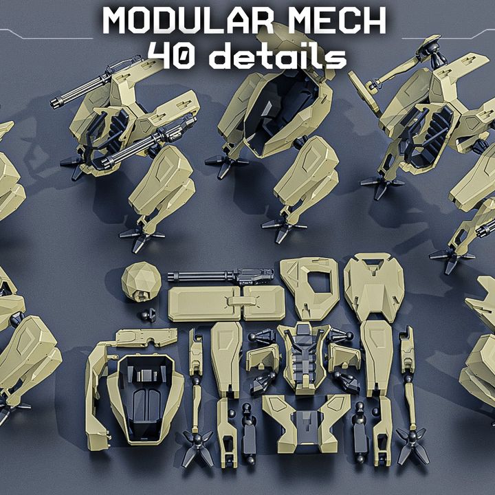 3D Printable Mech Action Figure Modular by Kmech