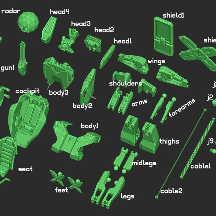 3D Printable Mech Action Figure Modular by Kmech