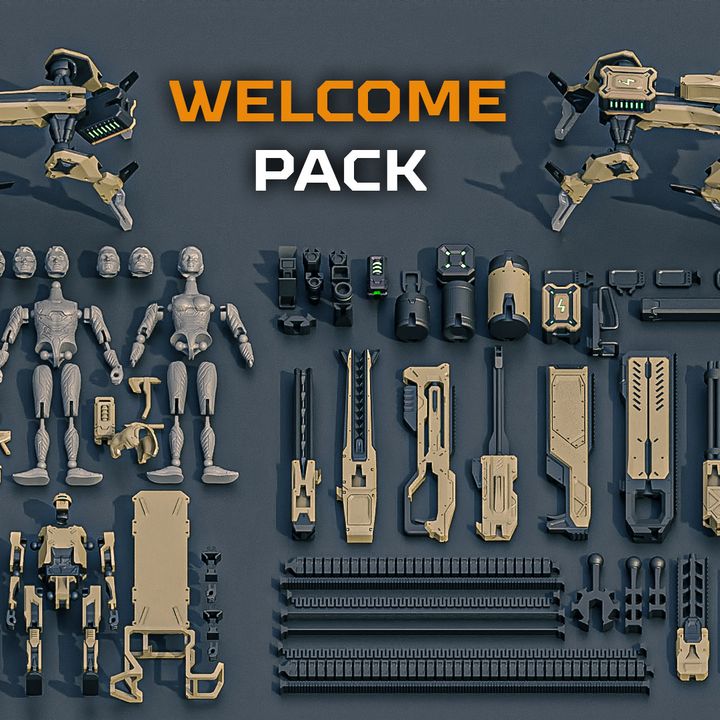 3D Printable Mech Action Figure Modular by Kmech