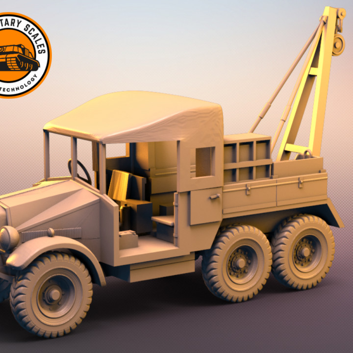 3D Printable Morris Commercial CDSW 6x4 Wrecker by MilitaryScales